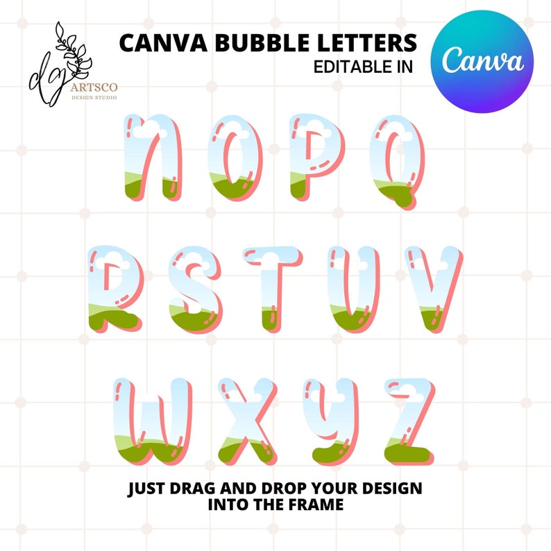 Canva Frame Doodle Bubble Alphabet Uppercase, Editable Canva Letters ...