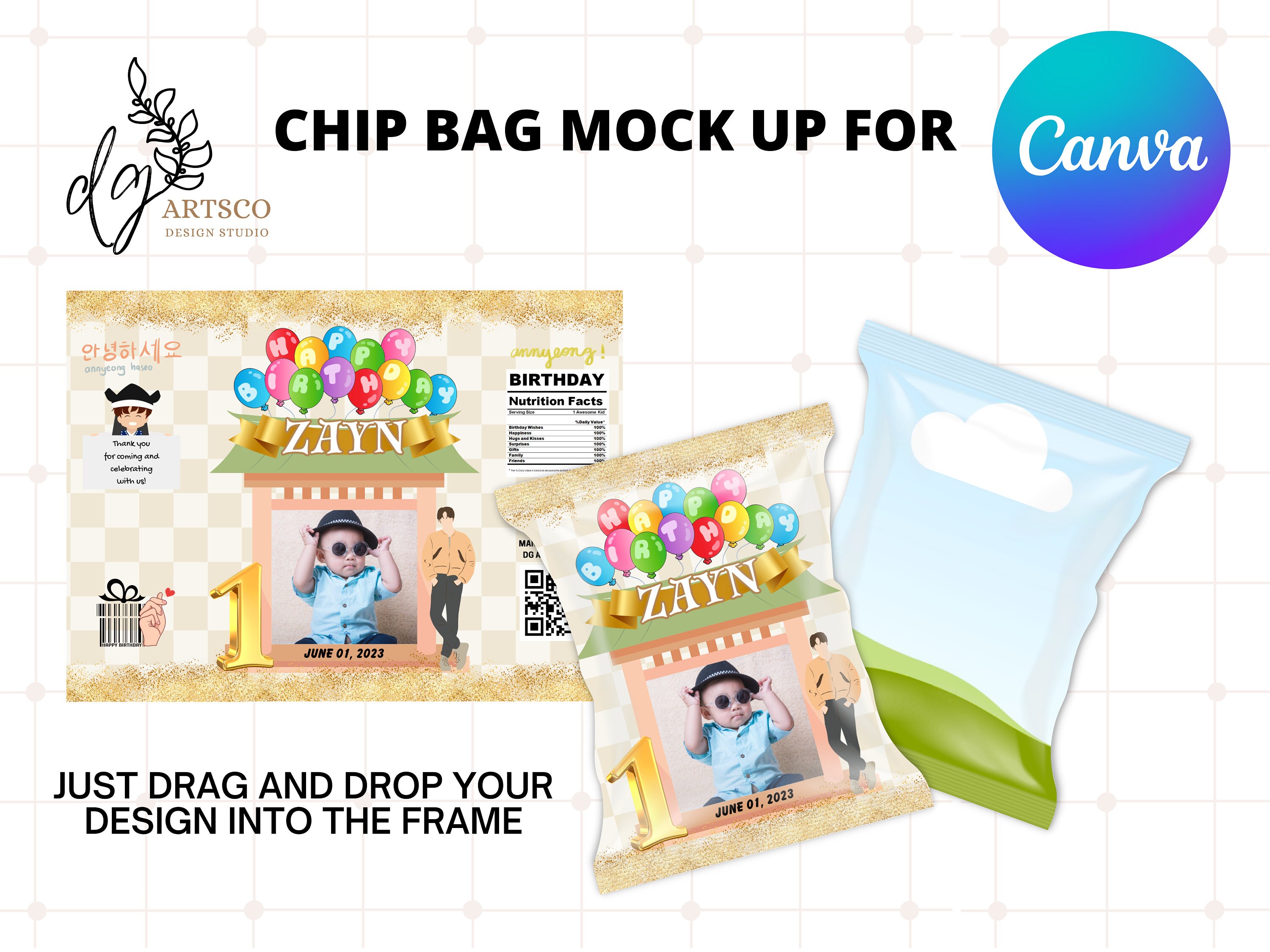 CANVA Chip Bag Mockup, Potato Chip Bag, Canva Editable Chip Bag Mockup ...