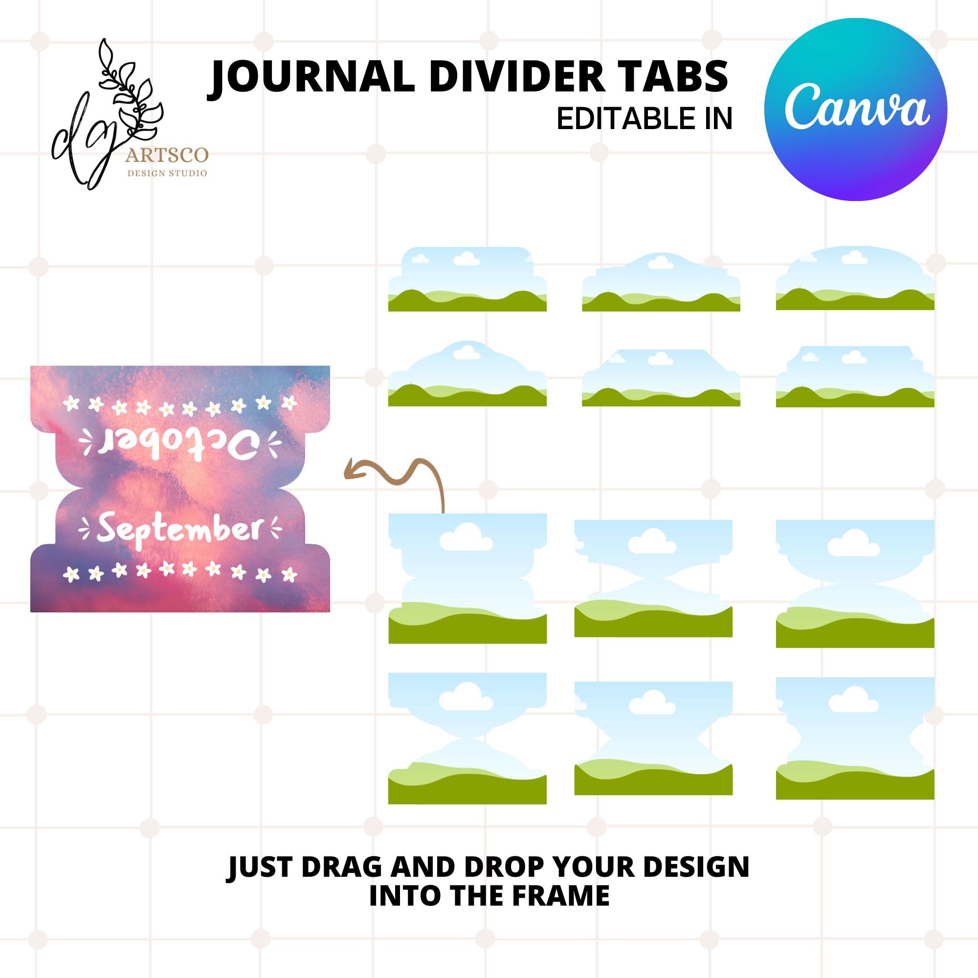 Editable Journal Tab Template, Fill Your Own Divider Tab, Canva Frame ...