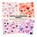 Watercolor Heart Seamless Patterns, Doodle Hearts Illustrations ...