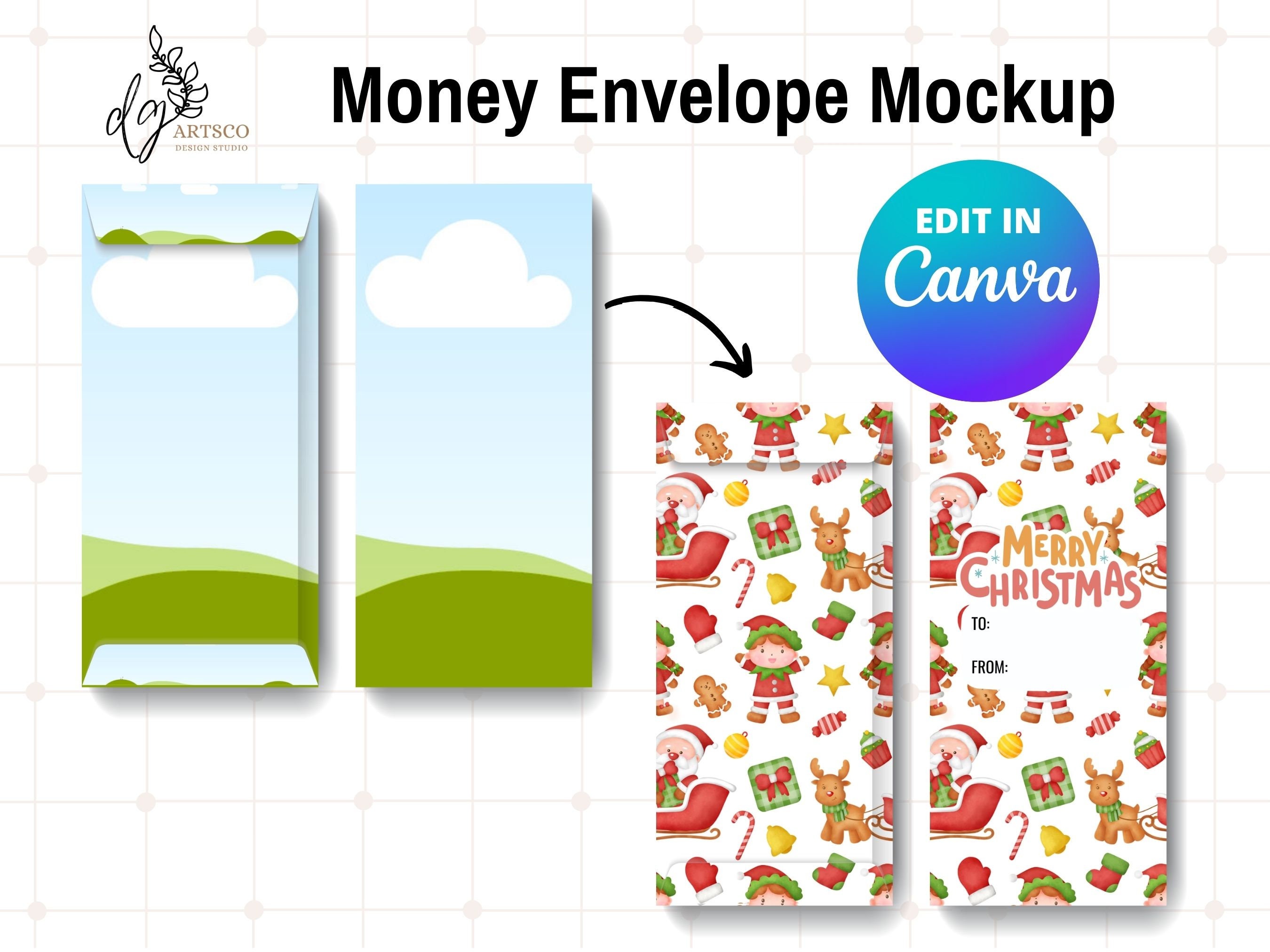 Canva Editable Money Envelope Mockup, Cash Envelope Mockup for Canva ...