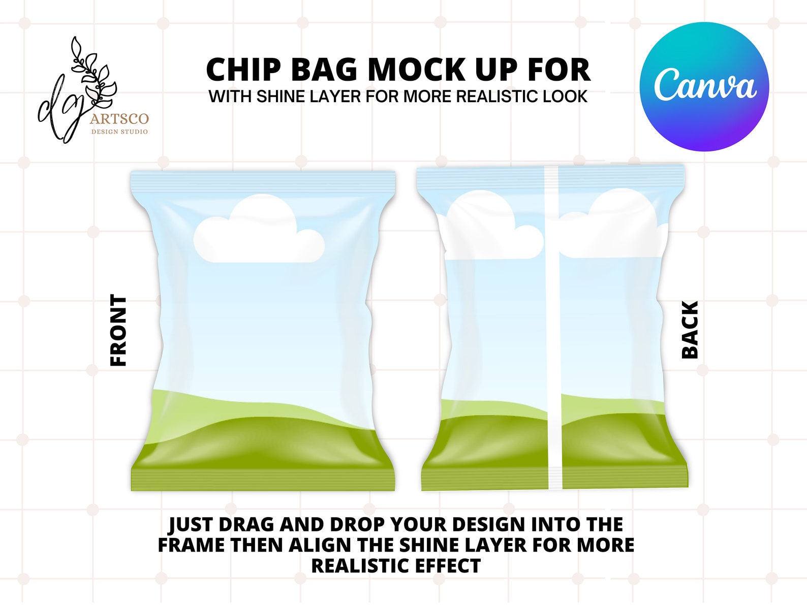 Canva Frames Chip Bag Mockup With Chip Bag Design Template, Canva Frame ...