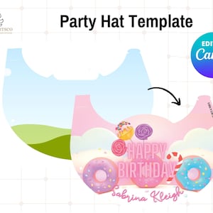 Party Hat Template, Party Favor Templates, Drag and Drop Canva Editable ...