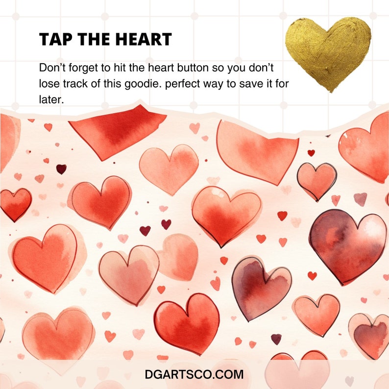 Watercolor Heart Seamless Patterns, Doodle Hearts Illustrations ...