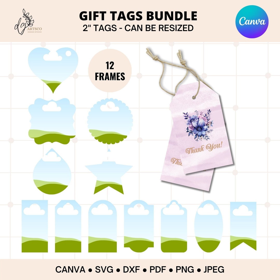 Canva Editable Gift Tag Template, Party Printable Craft Template ...