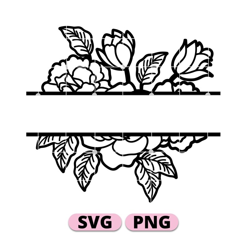 Split Floral Frame SVG, Floral Border SVG, Split Flower Monogram Svg ...
