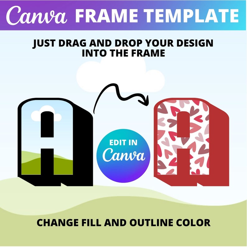 Fill Your Own Doodle Letters, Canva Frames Alphabet, Drag and Drop ...