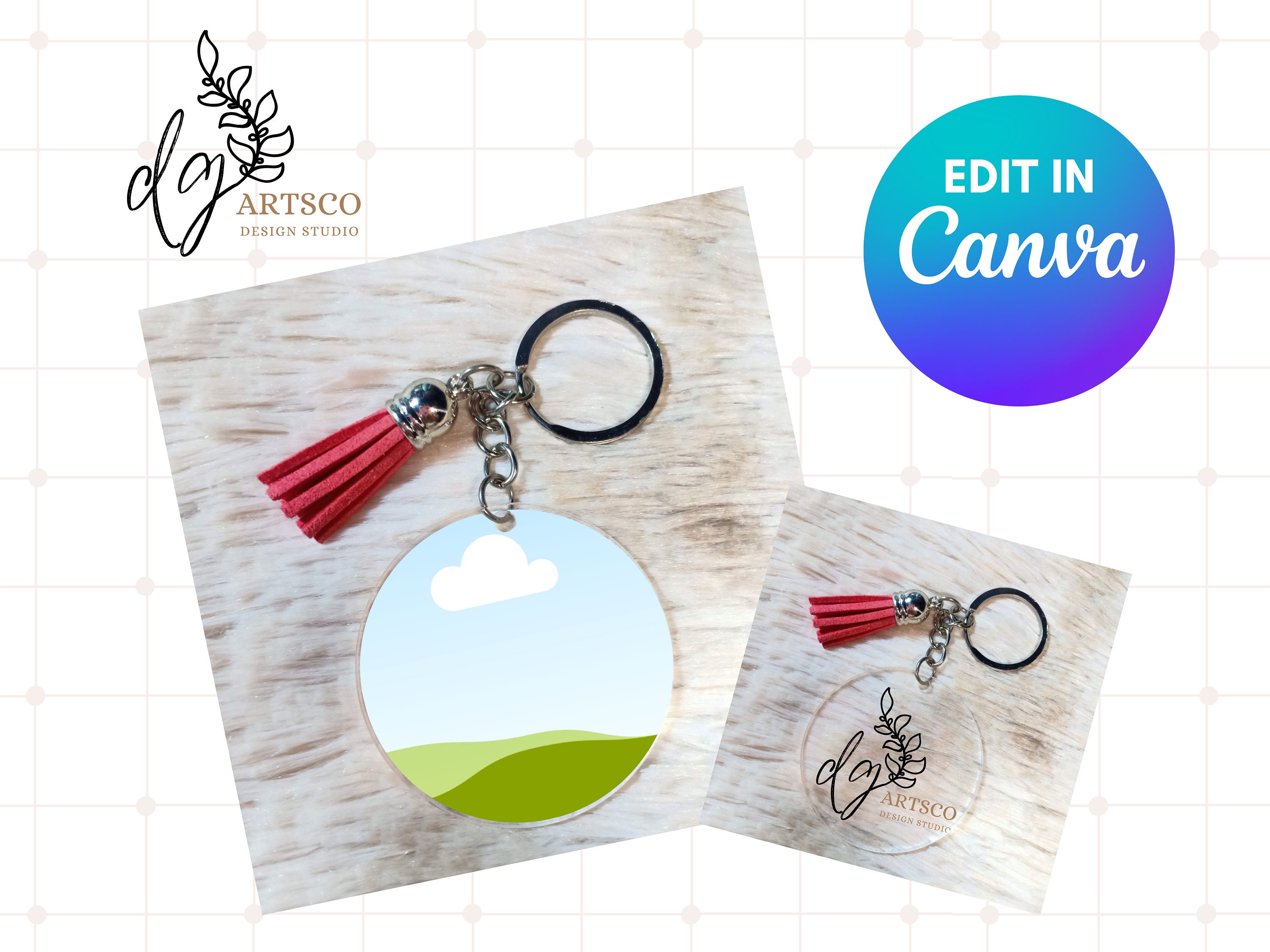 Acrylic Keychain Mockup for Canva, Keyring Canva Mockup, Clear Acrylic ...