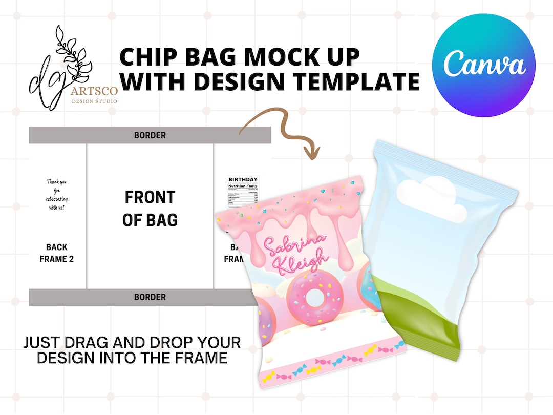 Canva Frames Chip Bag Mockup With Chip Bag Design Template, Canva Frame ...
