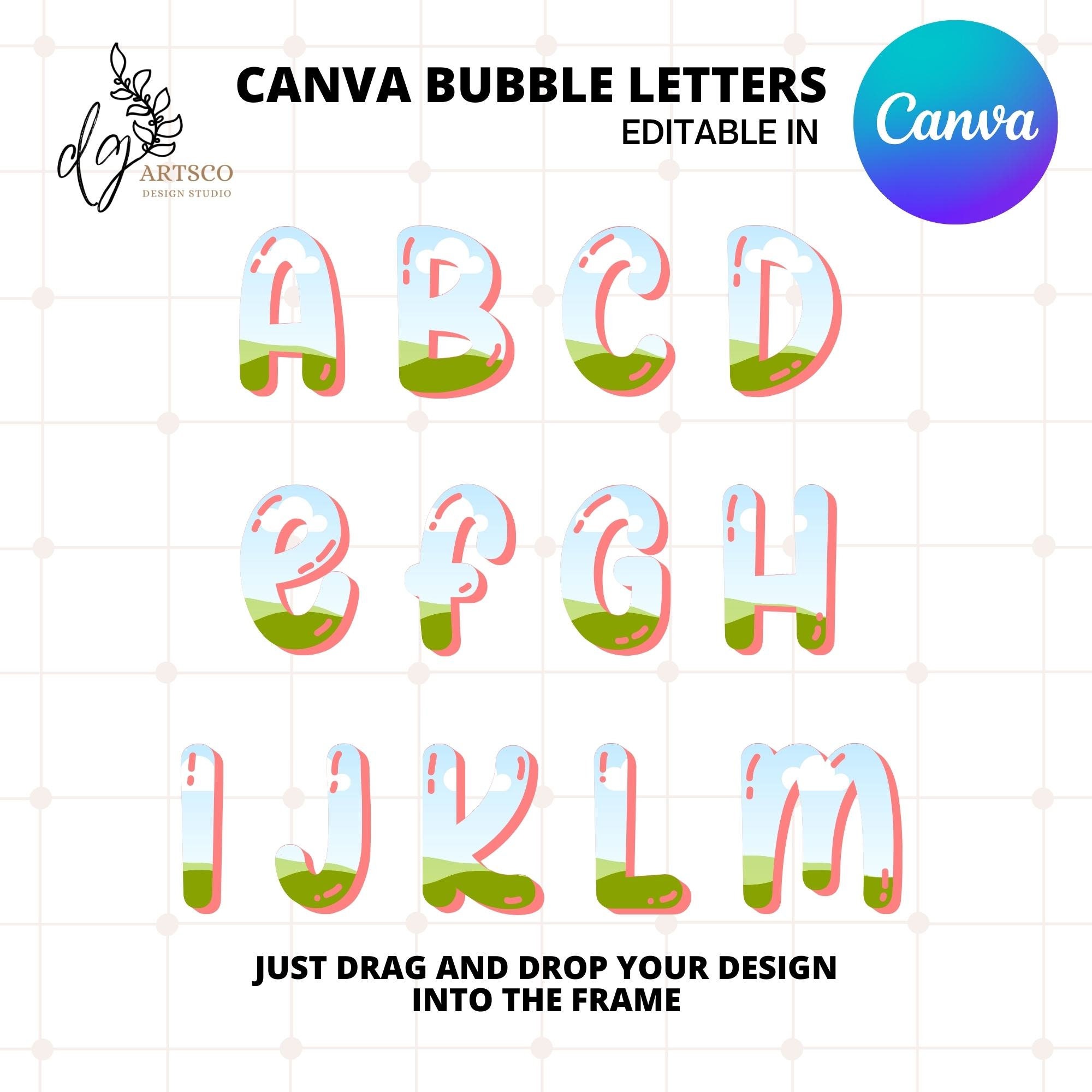 Canva Frame Doodle Bubble Alphabet Uppercase, Editable Canva Letters ...
