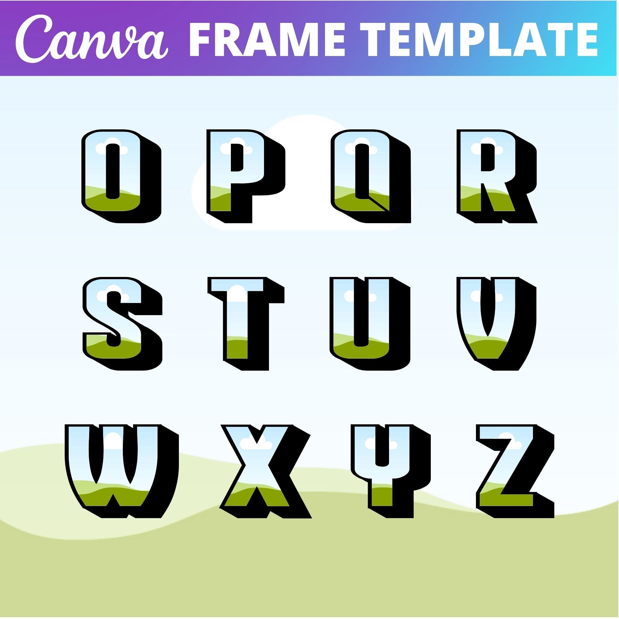 Fill Your Own Doodle Letters, Canva Frames Alphabet, Drag and Drop ...
