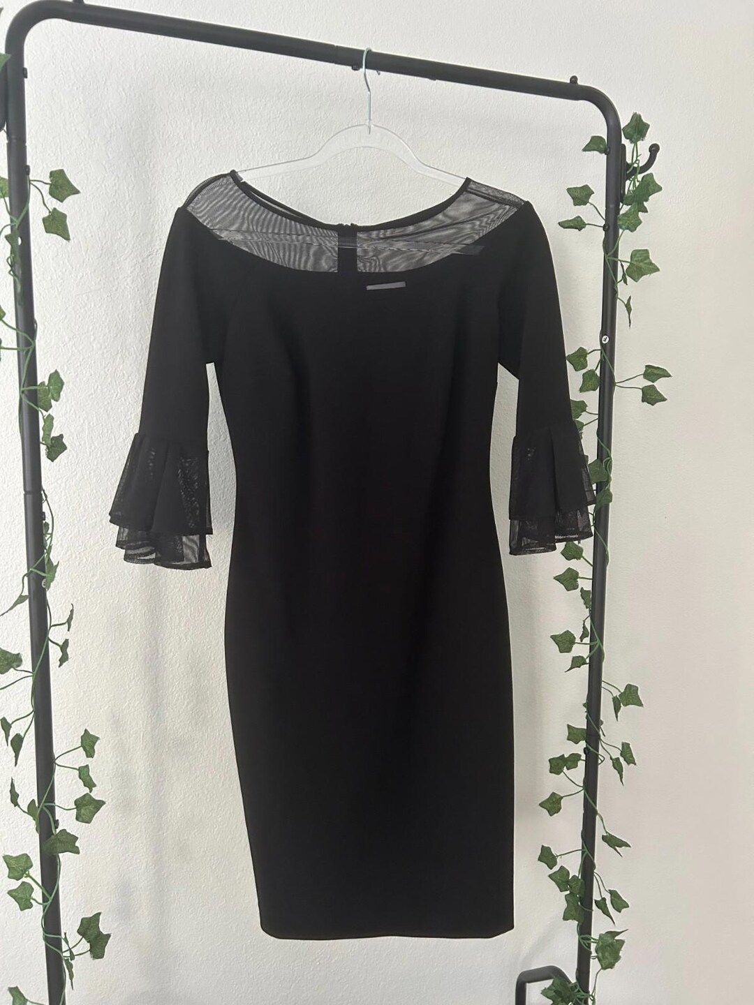 RARE Black Calvin Klein Illusion Bell-sleeve Sheath Dress - Size 4 - Etsy