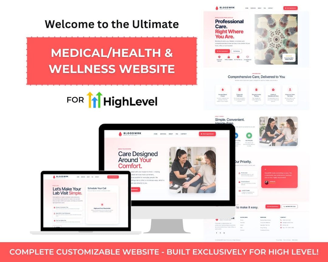 Highlevel Medical Website Template | Mobile Phlebotomy, Complete ...