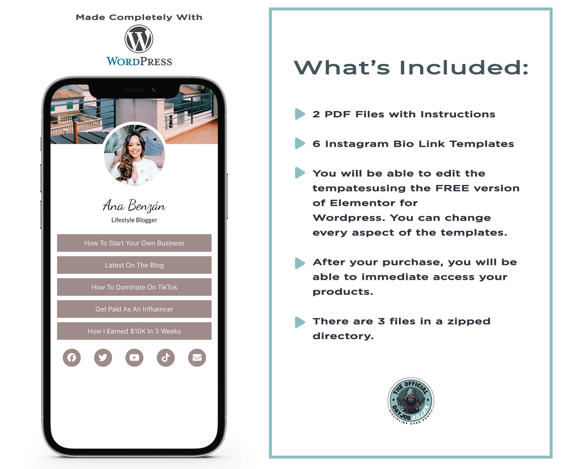 Wordpress Elementor: 6 Instagram Link in Bio Templates Instagram Bio ...