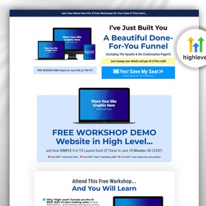 High Level Workshop/webinar Funnel & Landing Page Template - 2 Unique ...