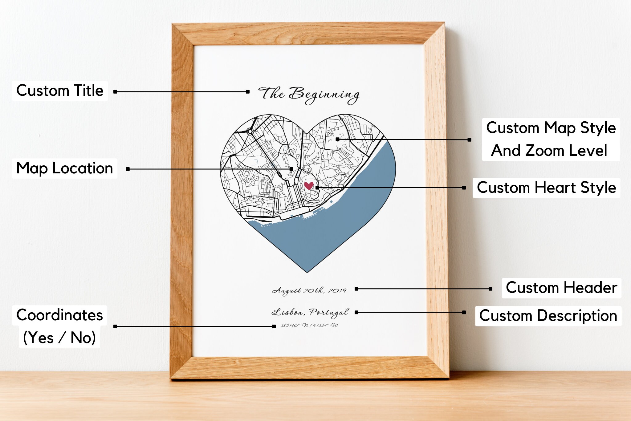 Personalized Custom Heart Map, Where We Met Map, Custom Location City ...