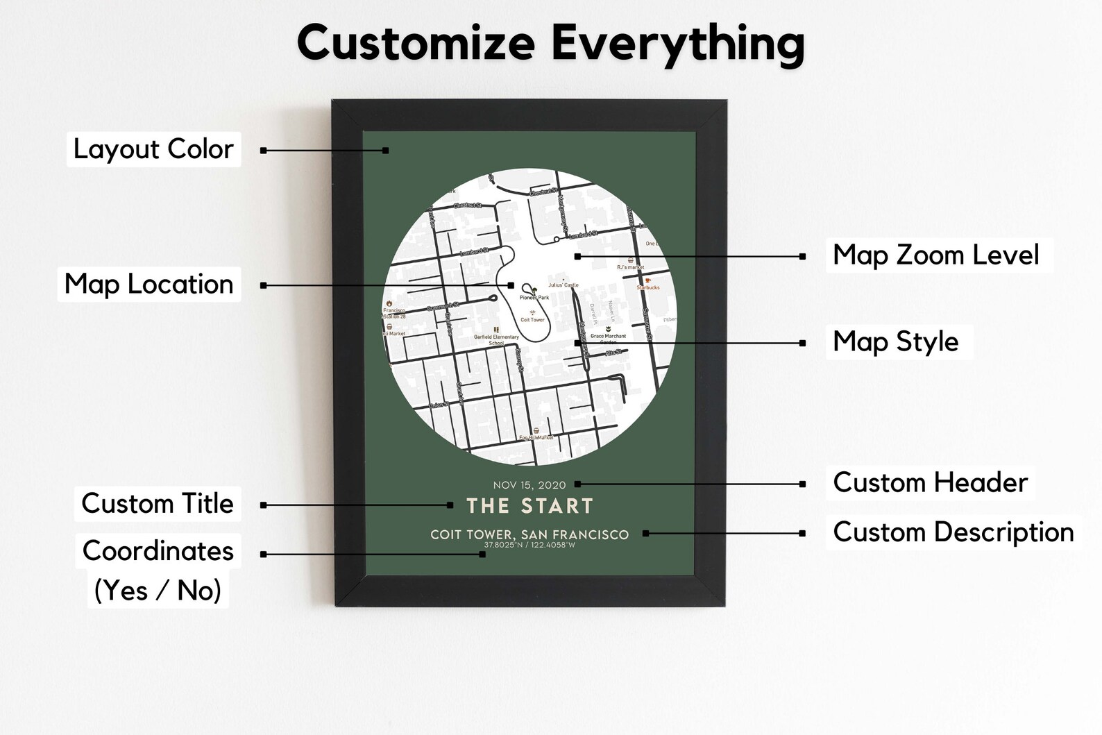 Personalized Map for Special Place, Anniversary Gift, Any Place, Custom ...