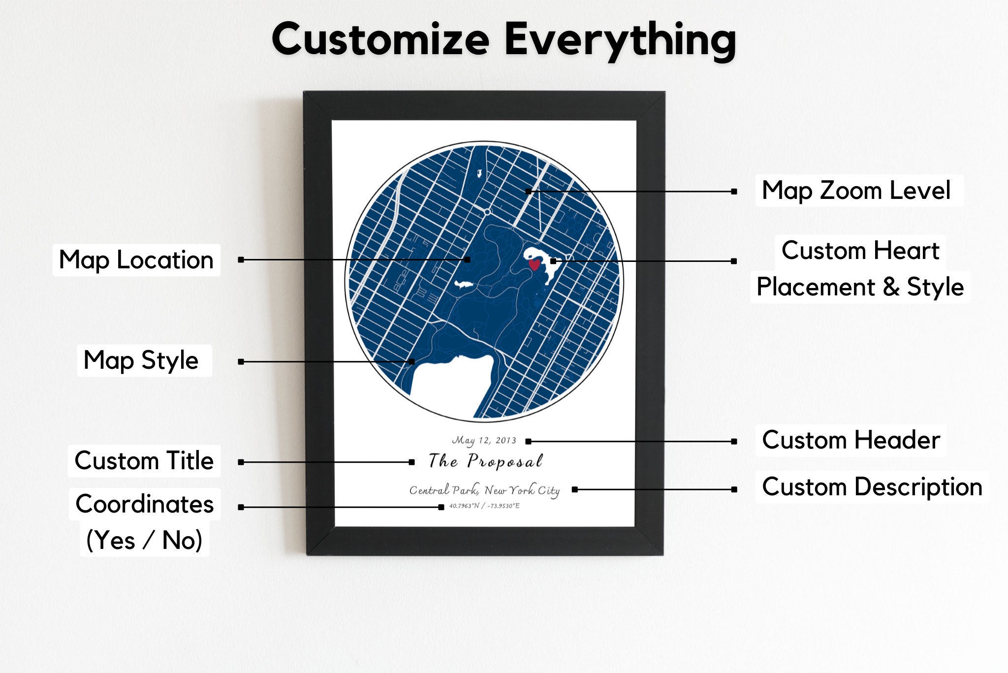 Special Place Map With Heart, Where We Met Map, Custom Location Map ...