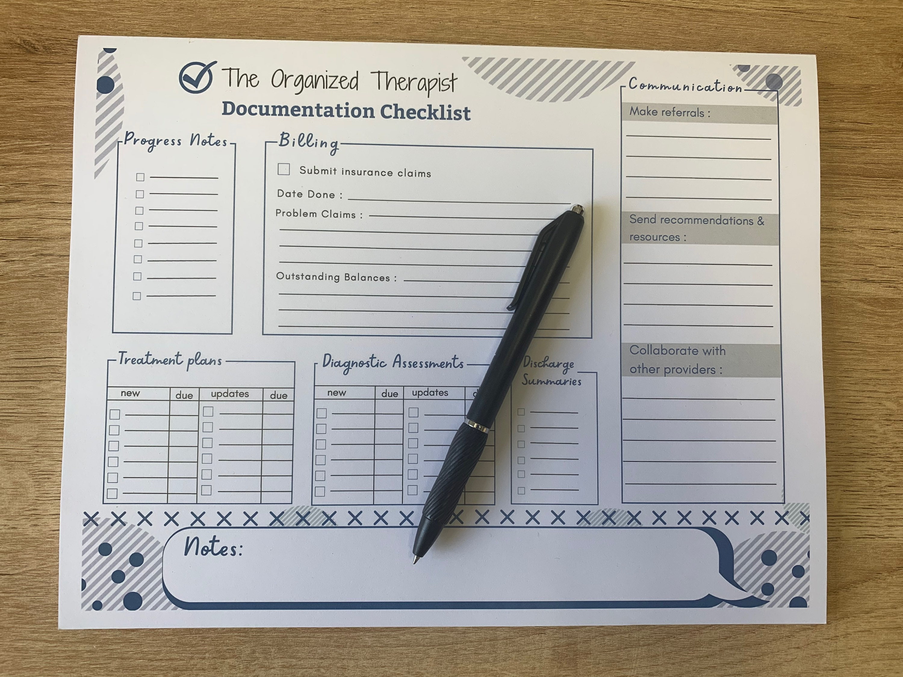 The Organized Therapist: Documentation Notepad - Etsy