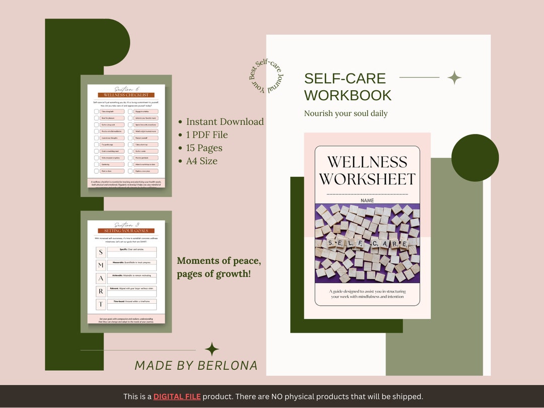 Printable Wellness Worksheet, Self Care Workbook, Self Love Guide ...