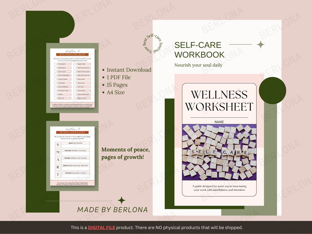 Printable Wellness Worksheet, Self Care Workbook, Self Love Guide ...