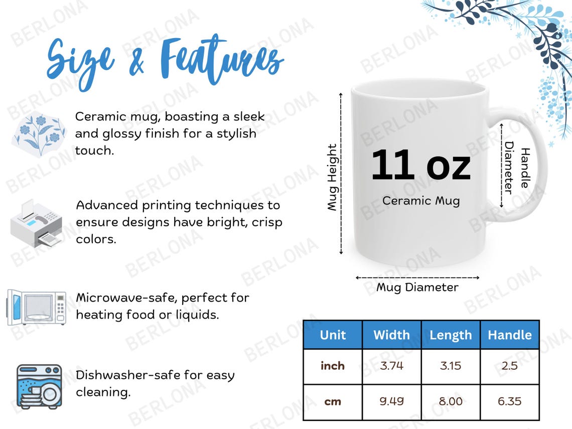 Blue Bundle Sale, White Mug Size Chart, Ceramic Mug Table, Mugs Size ...