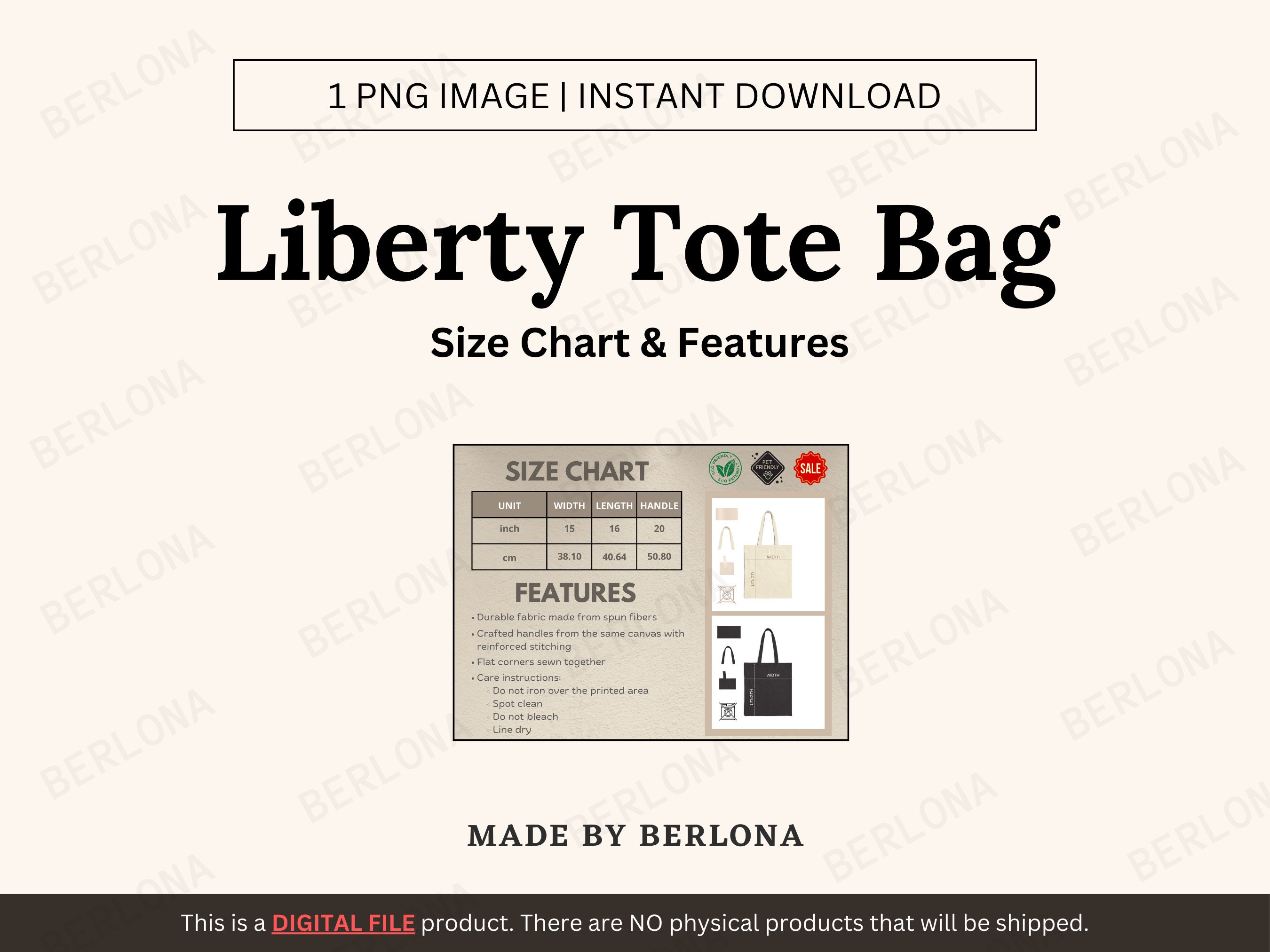 Liberty Size Chart, Tote Bag Size Chart, Natural Tote Bag Size Mockup ...