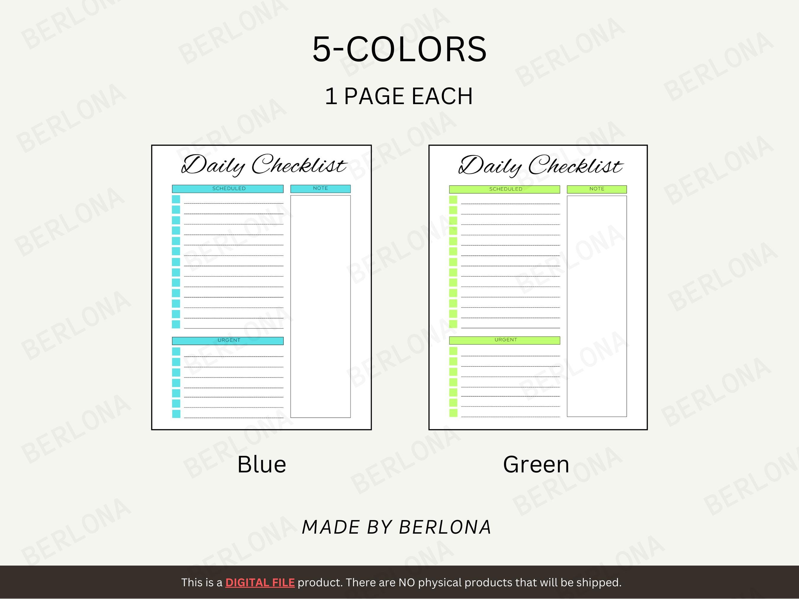 5 Pastel Colored Checklist, Cute Daily Checklist, Printable to Do List ...