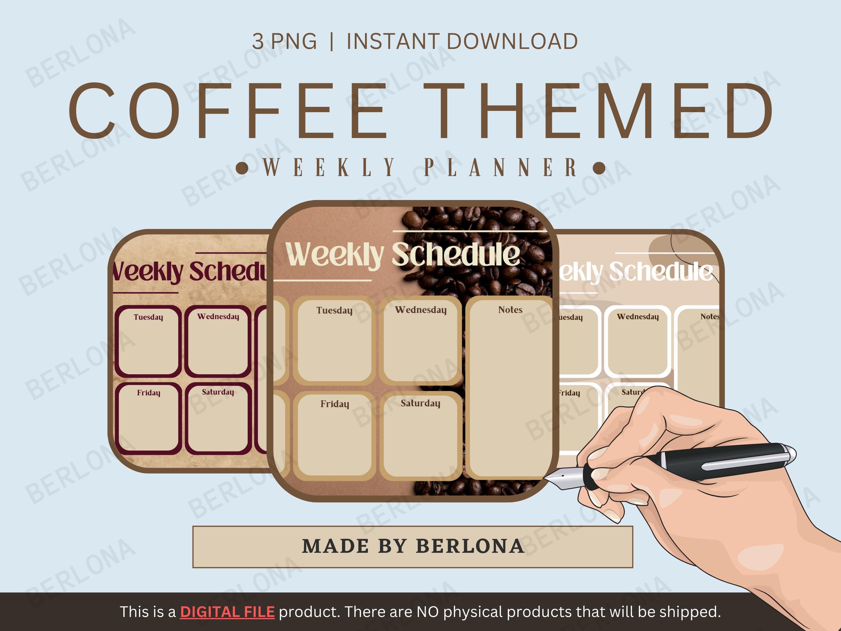 Coffee Weekly Planner, Printable Weekly Checklist, Daily to Do List ...