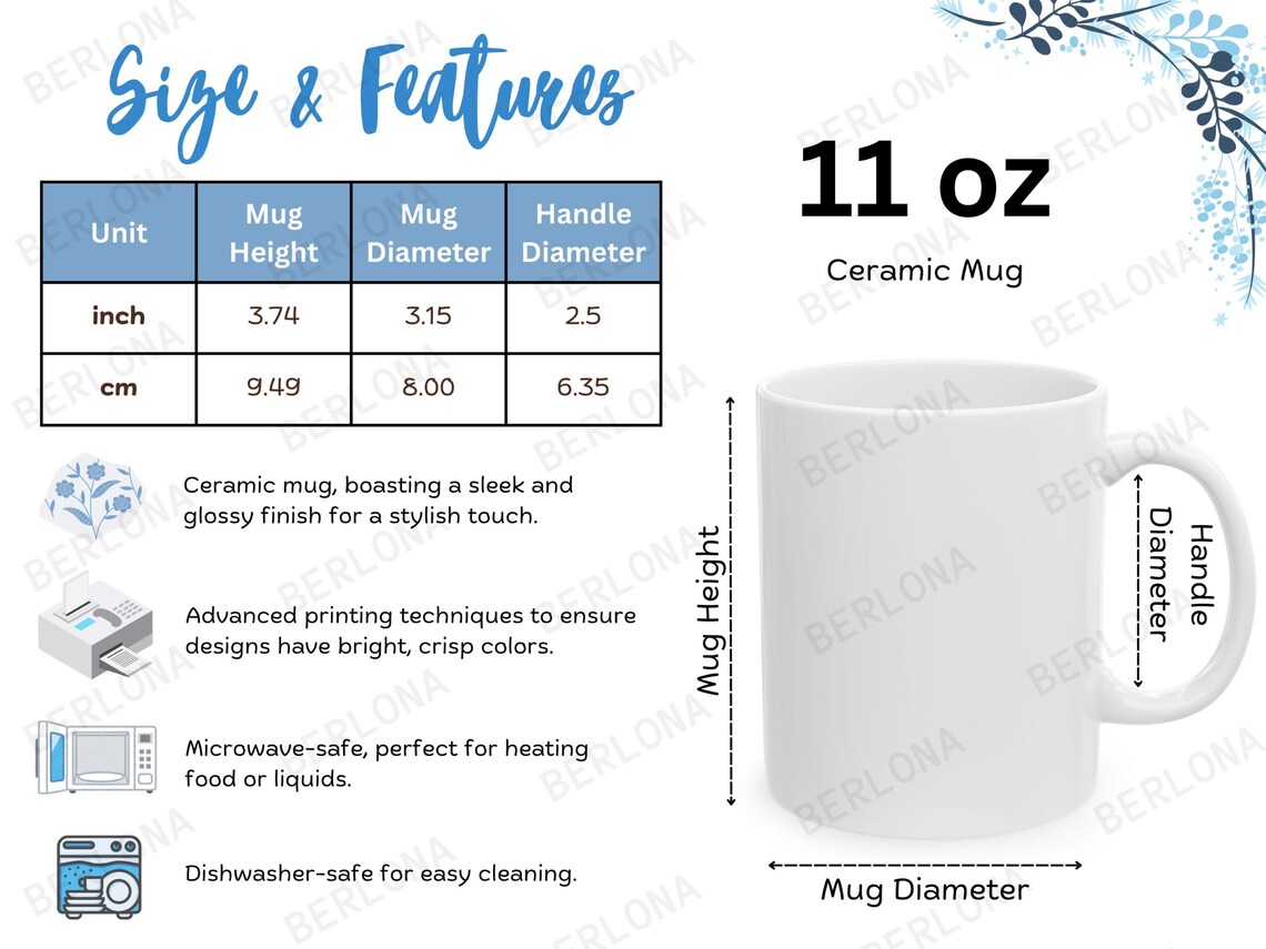 Blue Bundle Sale, White Mug Size Chart, Ceramic Mug Table, Mugs Size ...