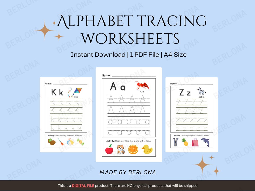 Colorful Alphabet Tracing Worksheets With Activity, Alphabet Worksheet ...