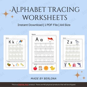 Colorful Alphabet Tracing Worksheets With Activity, Alphabet Worksheet ...