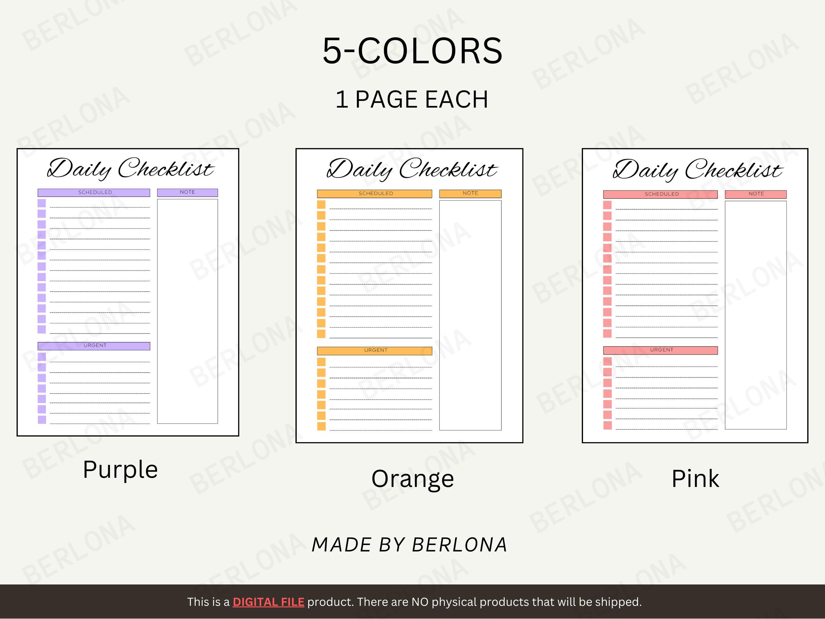5 Pastel Colored Checklist, Cute Daily Checklist, Printable to Do List ...