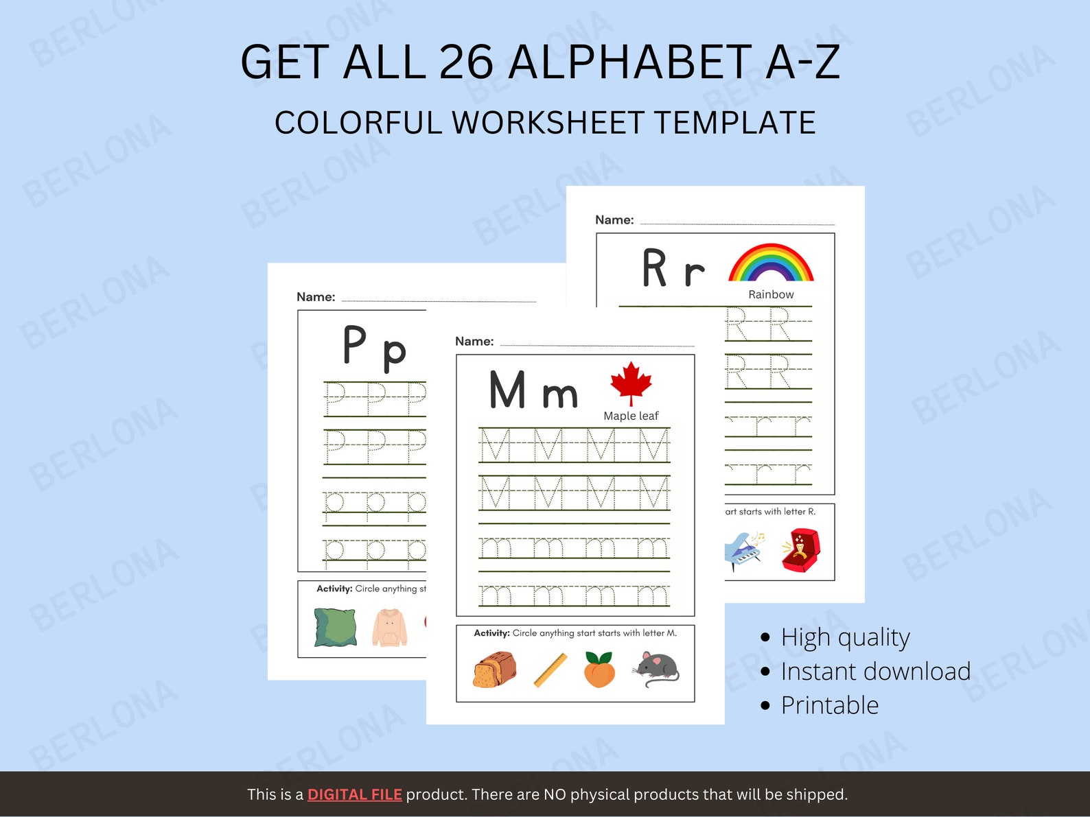 Colorful Alphabet Tracing Worksheets With Activity, Alphabet Worksheet ...