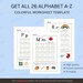Colorful Alphabet Tracing Worksheets With Activity, Alphabet Worksheet ...