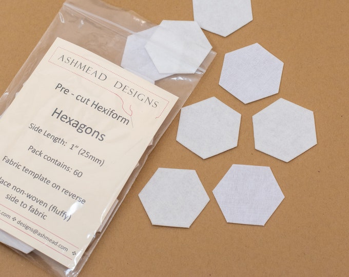 1" Hexiform EPP Hexagon Templates, 60 Fabric Washable Leave-in Hexies ...