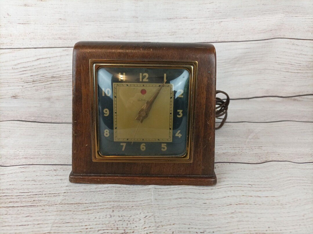 Antique Brass-era Brass Telechron Desk Clock Ashland Massachusetts 4F61 ...