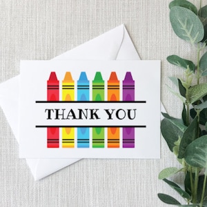 Teacher Crayons End of School Thank You Cards - Gift End of School ...
