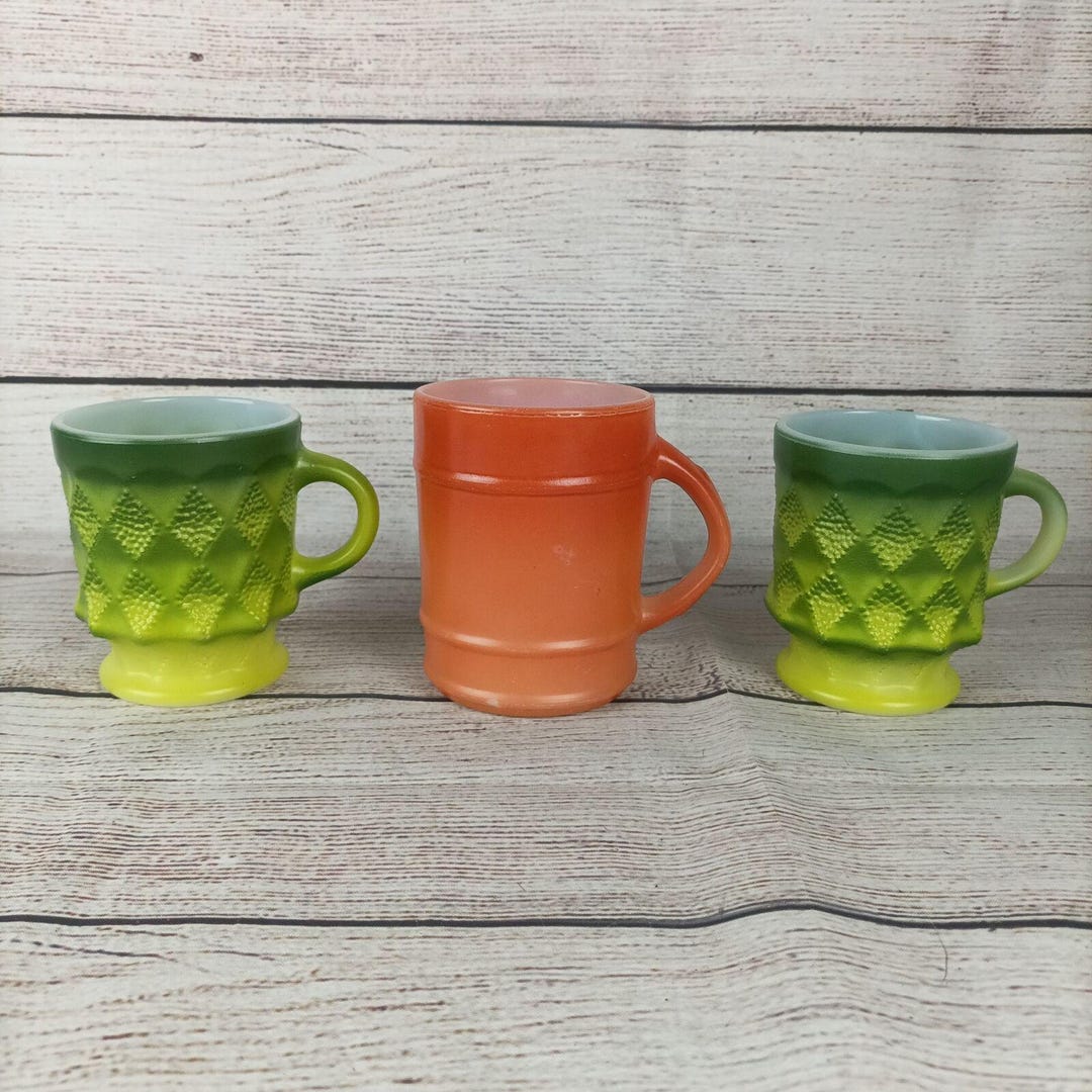 Fire King Ranger Barrel & Kimberly Green Coffee Mugs - Set of 3 - Etsy