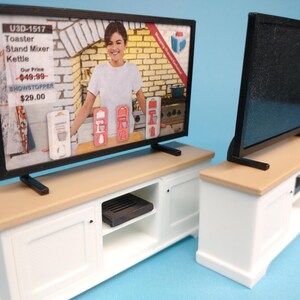 Miniature Flatscreen TV on Stand, Modern Cabinet & Video Box in 1:24 ...