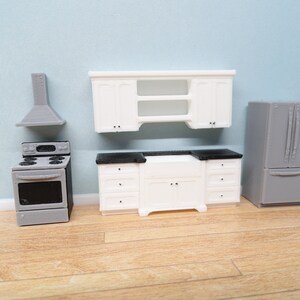 1:48 Dollhouse Kitchen Miniature Cabinets With Appliances, Quarter ...