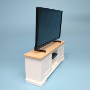 Miniature Flatscreen TV on Stand, Modern Cabinet & Video Box in 1:24 ...