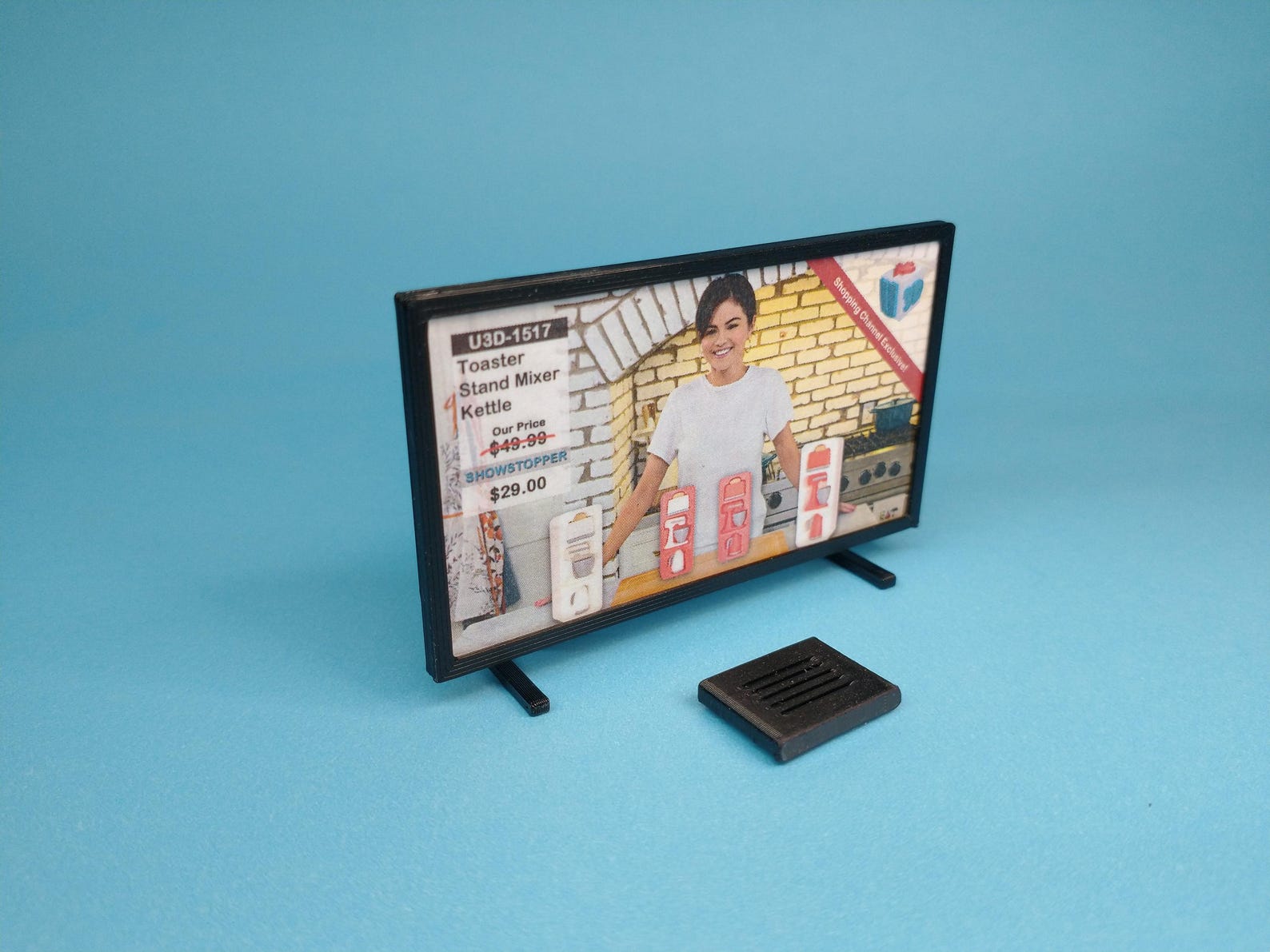 Miniature Flatscreen TV on Stand, Modern Cabinet & Video Box in 1:24 ...