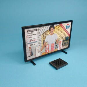 Miniature Flatscreen TV on Stand, Modern Cabinet & Video Box in 1:24 ...
