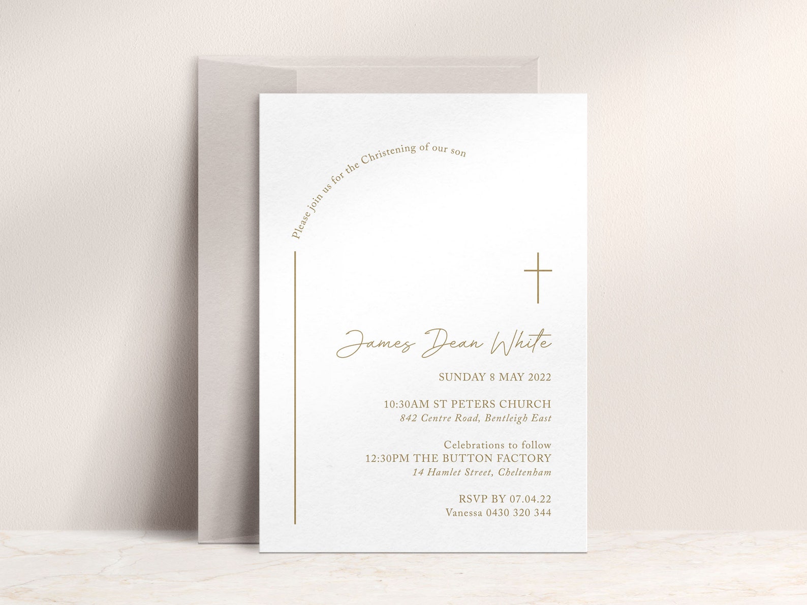 Christening Baptism Gold Arch Invitation, Instant Download, Editable ...