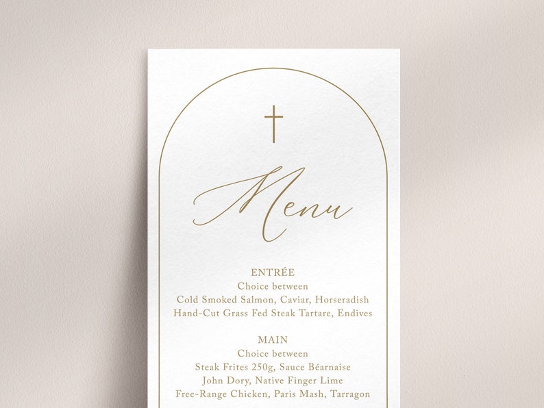 Arch Christening Baptism Menu, Digital Menu, Gold, Instant Download ...