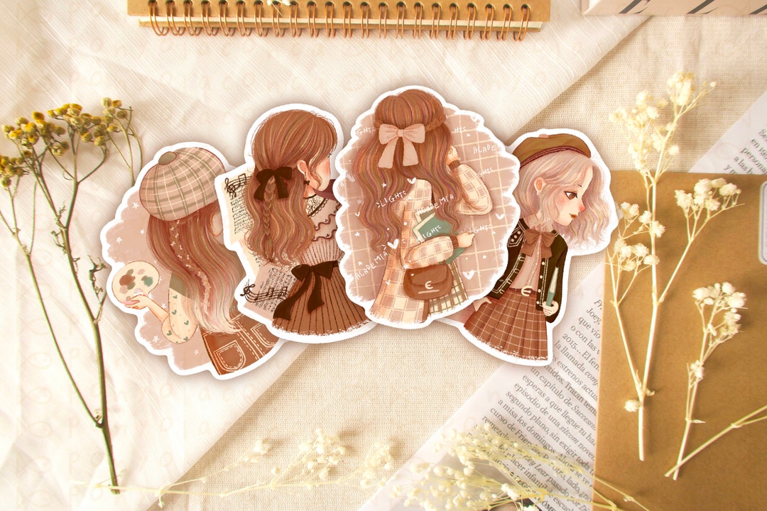 Academia Girls Stickers for School, Dark Academia Bujo Sticker Set of 4 ...