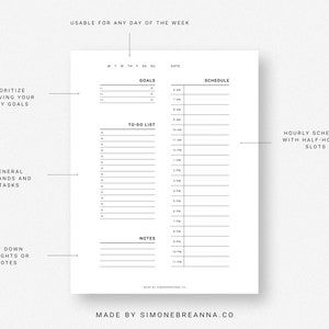 Minimalist Daily Planner Printable, Daily to Do List for Work/home ...