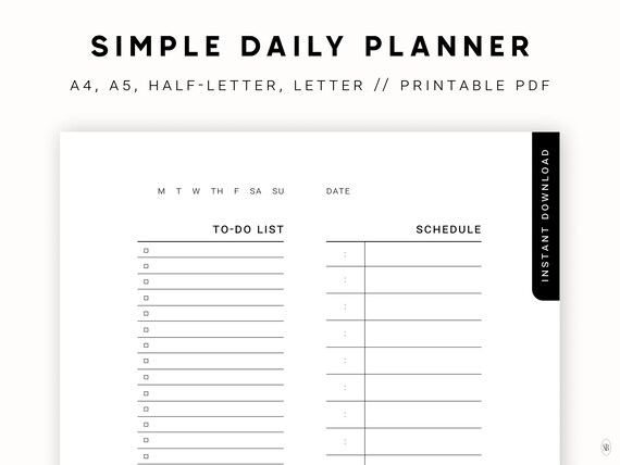 Simple Daily Planner Printable Daily to Do List for | Etsy