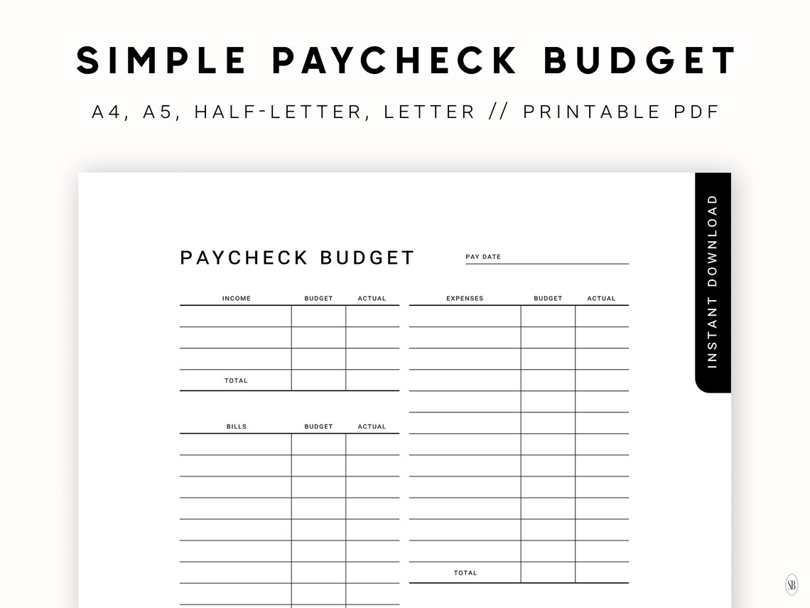 Paycheck Budget Printable PDF Template, Budget Planner, Budget by ...